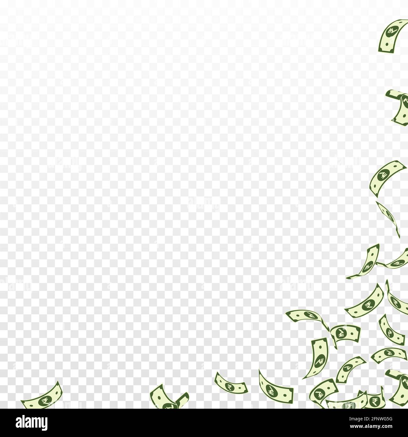 Indian rupee notes falling. Sparse INR bills on transparent background ...
