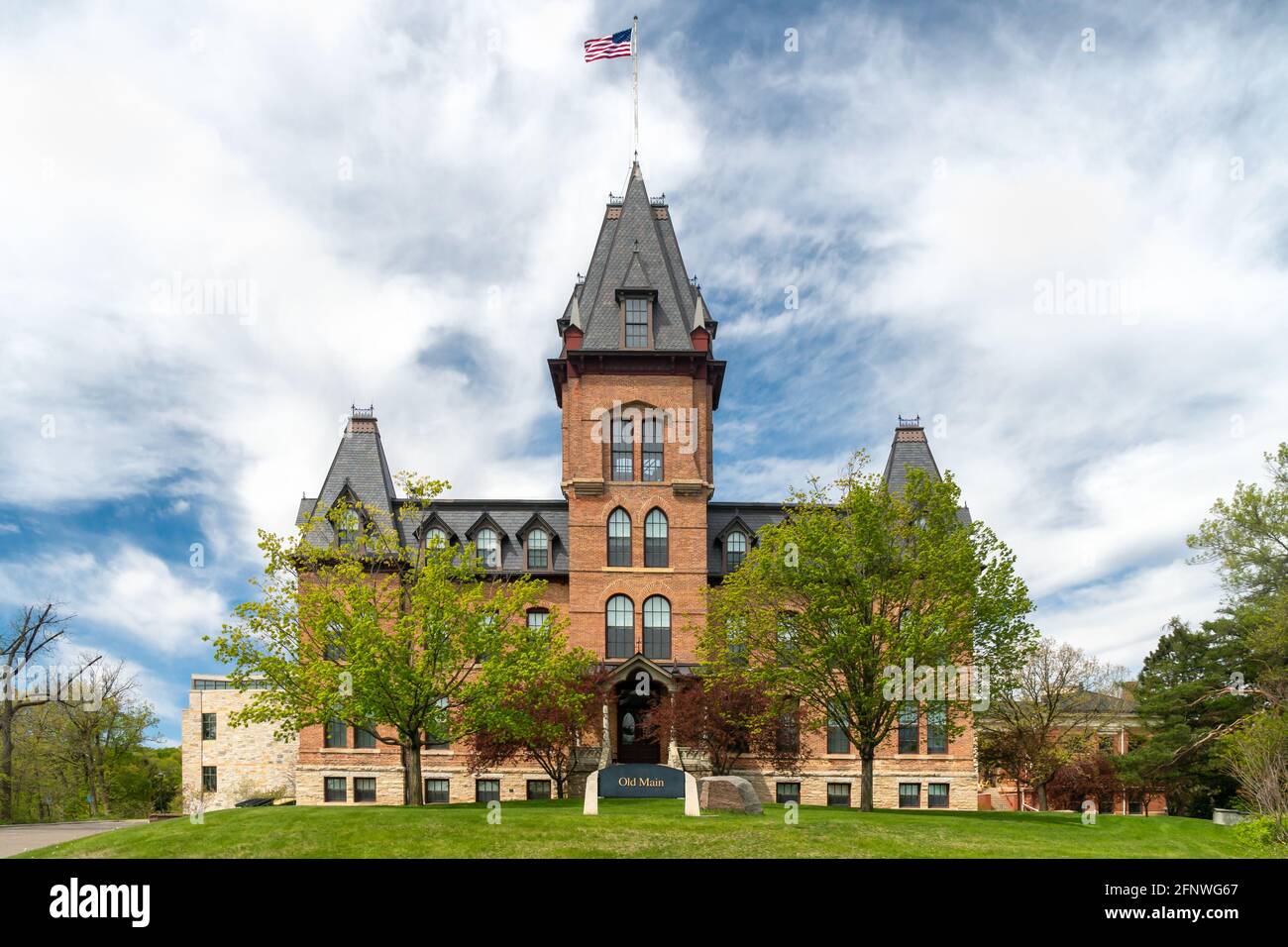 NORTHFIELD, MN,USA - MAY 10, 2021 - Old Main on the campus of St. Olaf ...