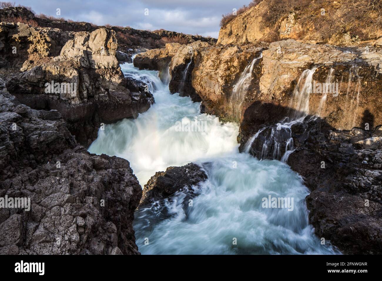 Barnafossar waterfall, Husafell, Iceland Stock Photo - Alamy