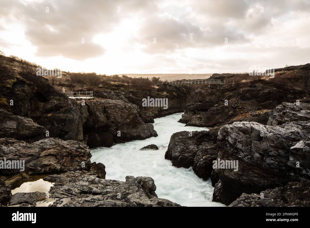 Barnafossar waterfall, Husafell, Iceland Stock Photo - Alamy