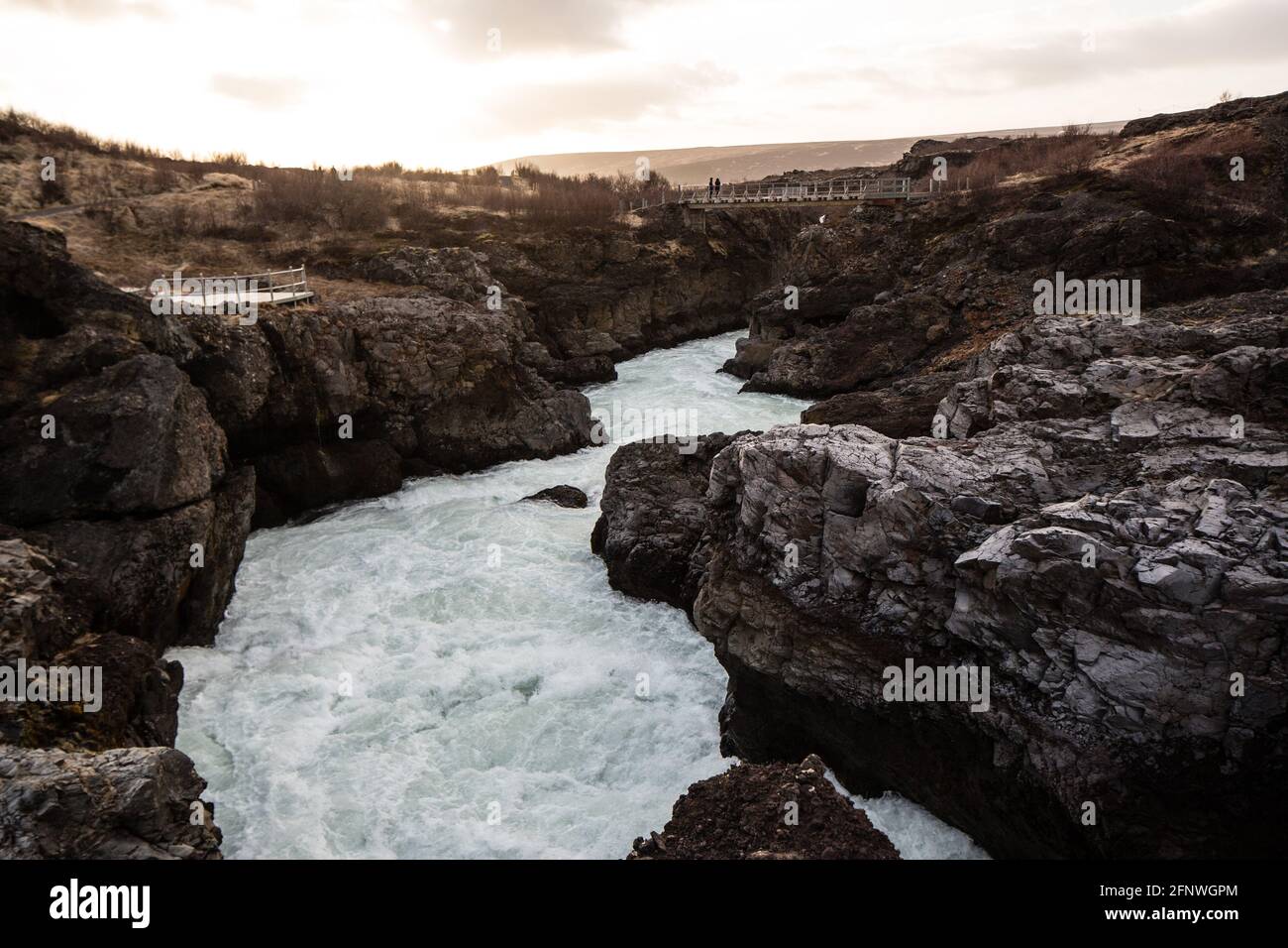 Barnafossar waterfall, Husafell, Iceland Stock Photo - Alamy