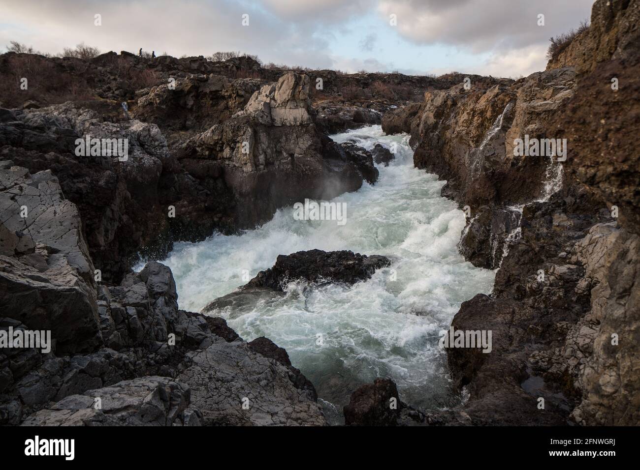 Barnafossar waterfall, Husafell, Iceland Stock Photo - Alamy