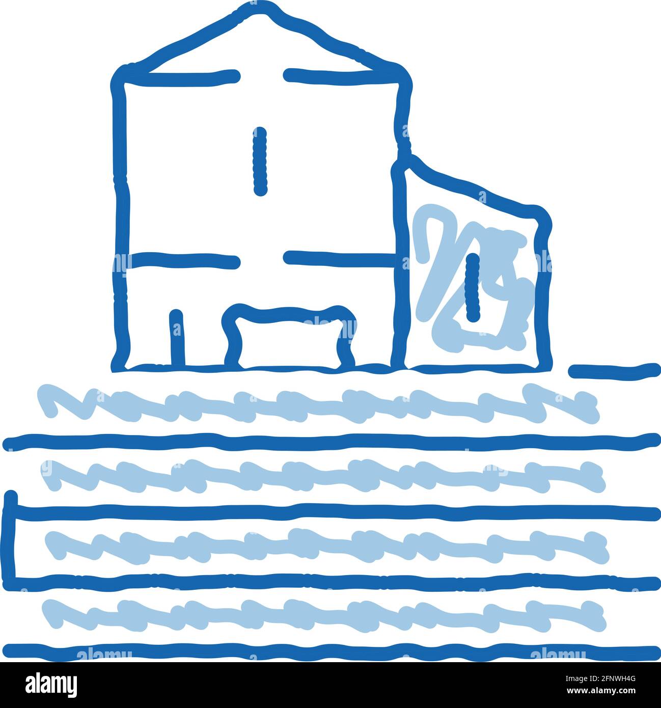 farm with land doodle icon hand drawn illustration Stock Vector Image ...