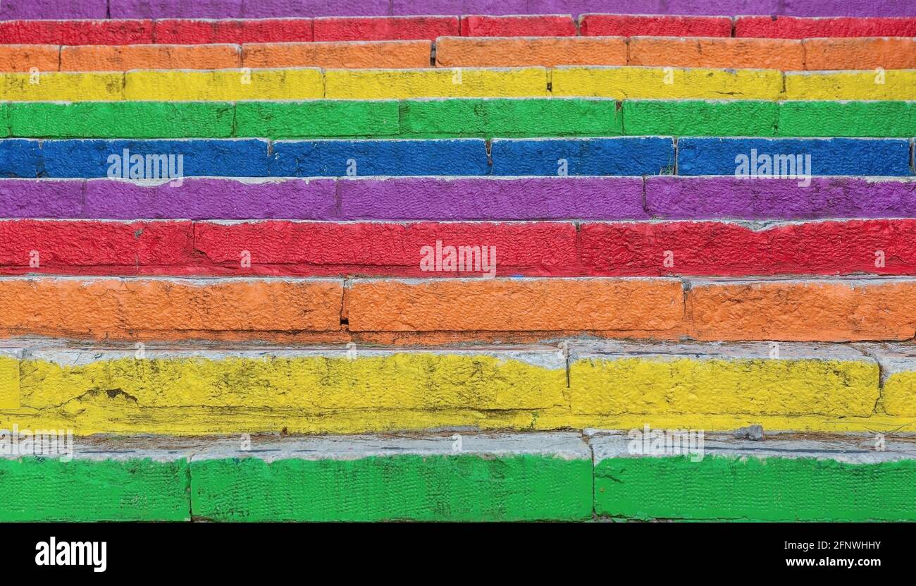 beautiful background of colorful steps in perspective Stock Photo - Alamy