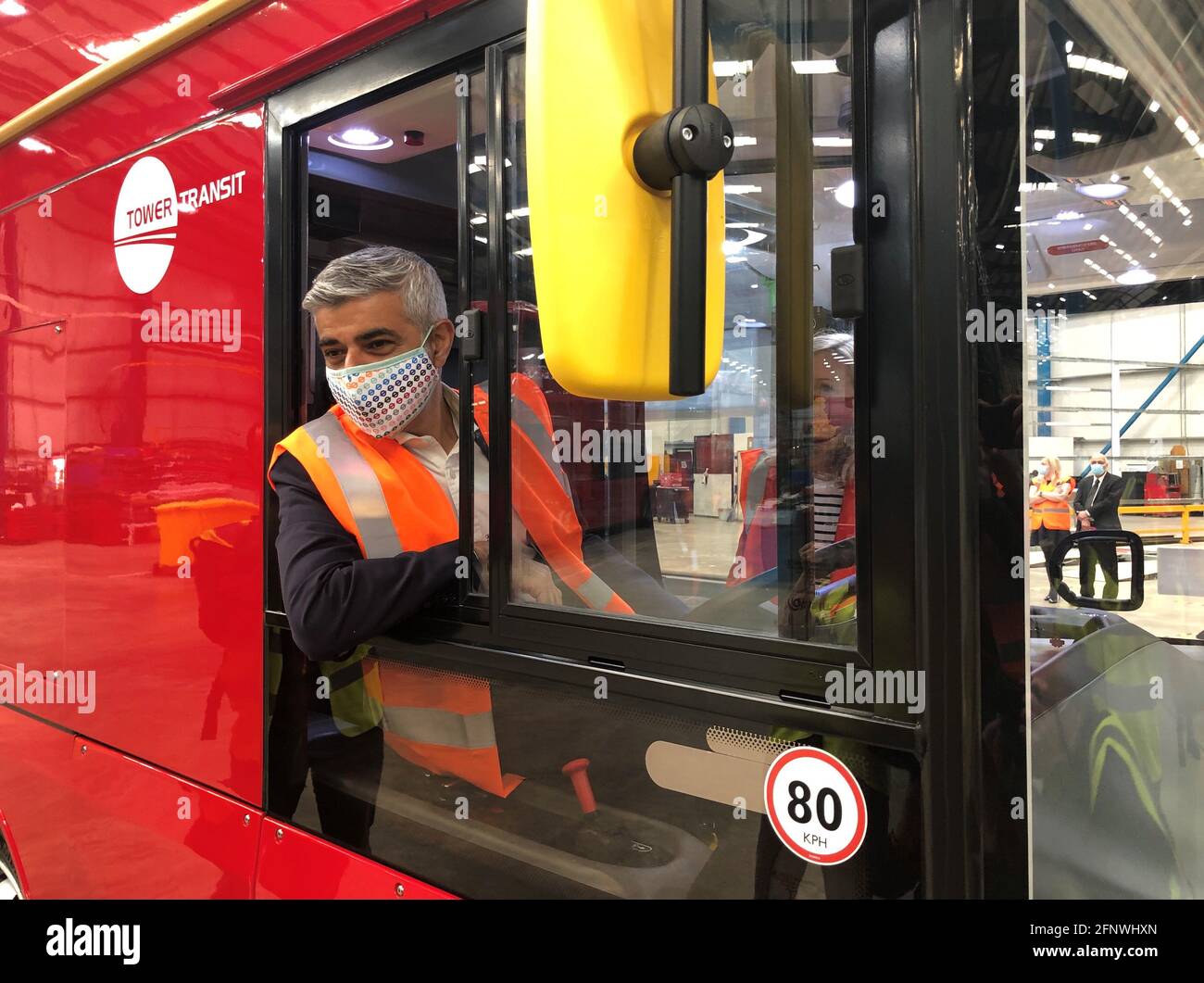 Mayor of London Sadiq Khan during a visit Switch Mobility, an electric ...