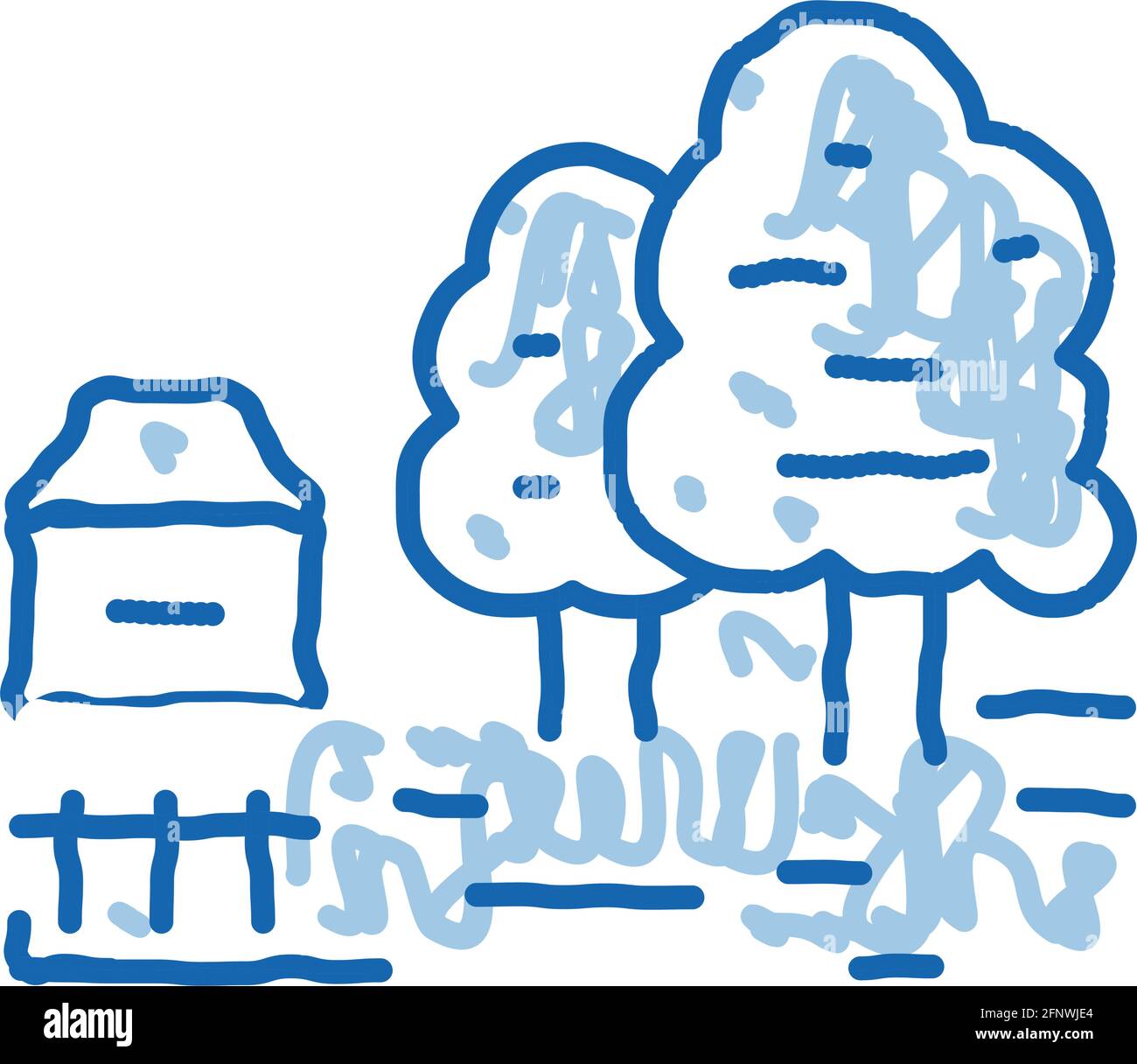 tractor on field doodle icon hand drawn illustration Stock Vector Image ...