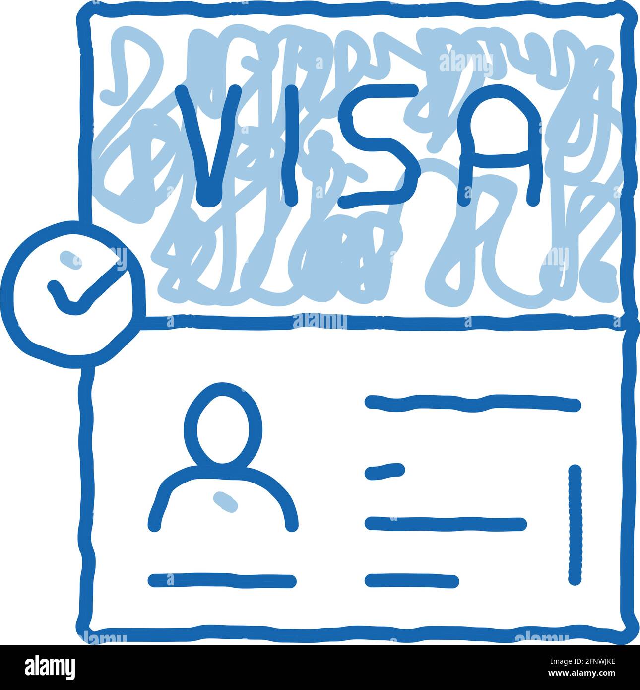 Visa Document Confirmation Doodle Icon Hand Drawn Illustration Stock