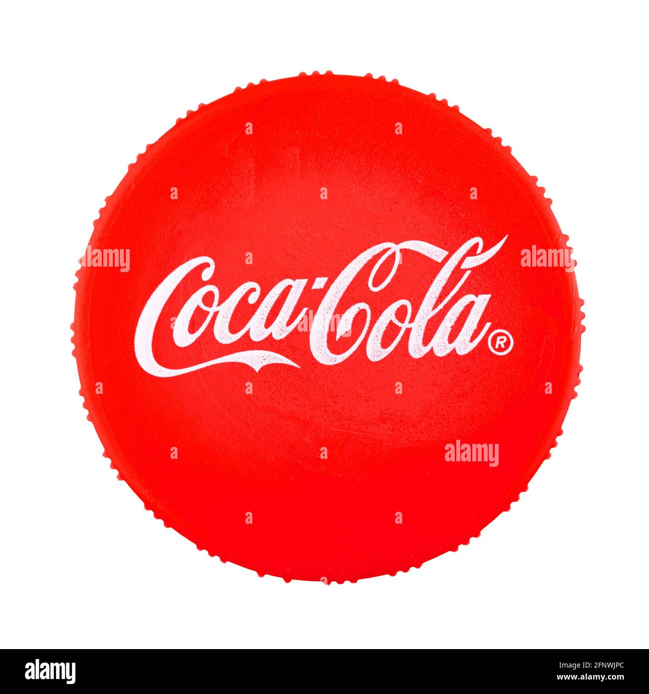 Kharkov, Ukraine - May 11, 2021: Close up photo of Coca-Cola cap with ...