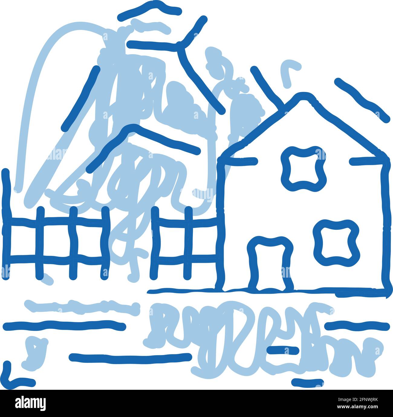 highlands village doodle icon hand drawn illustration Stock Vector ...