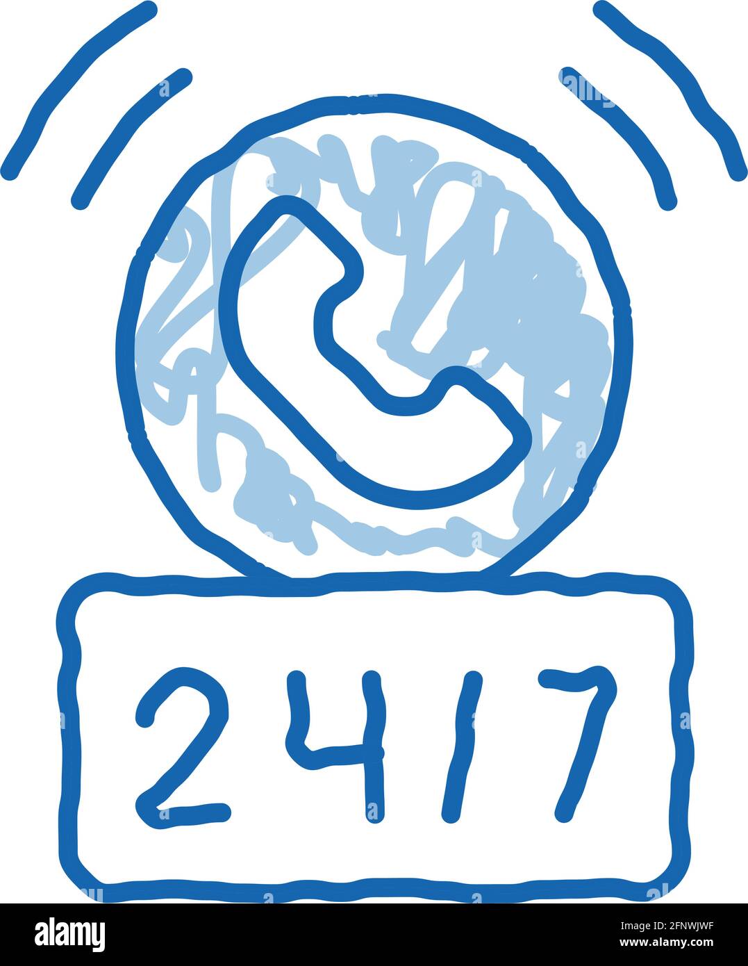 round-the-clock help desk doodle icon hand drawn illustration Stock ...