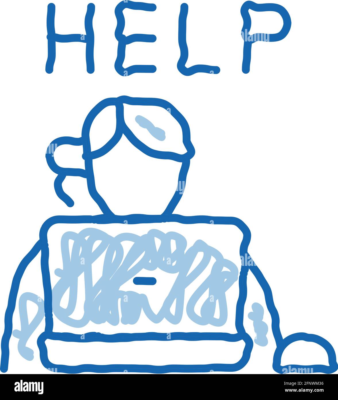 computer help service doodle icon hand drawn illustration Stock Vector ...