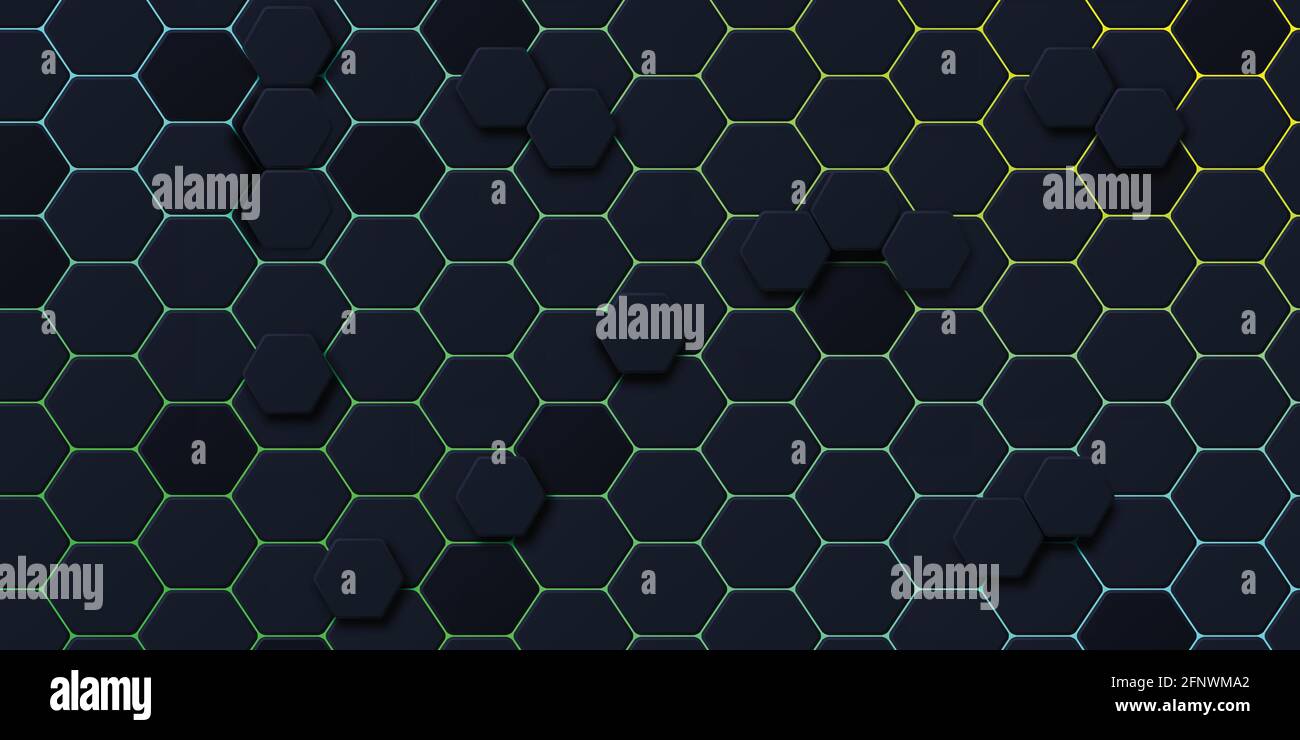 Blue hexagonal mesh technology Stock Vector Images - Alamy