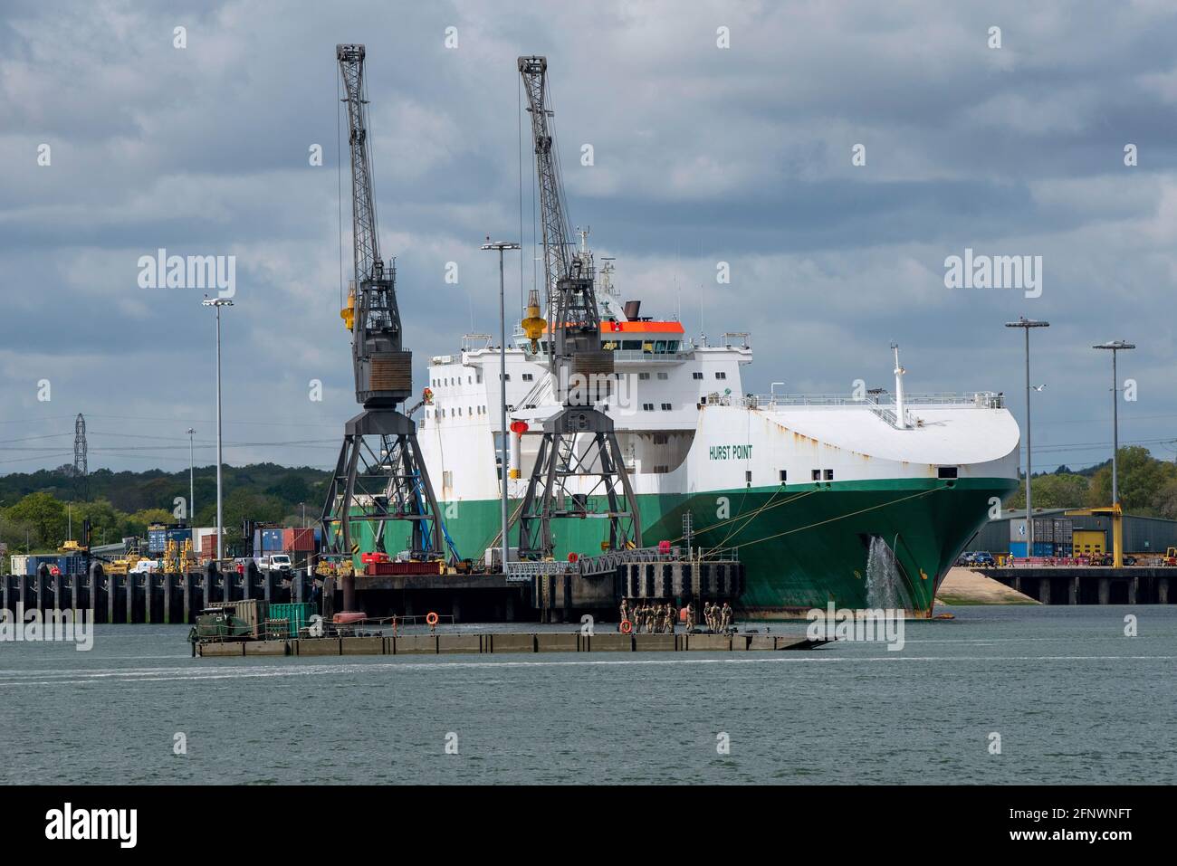 Marchwood, Southampton, UK. May 2021. Military personnel on board a ...
