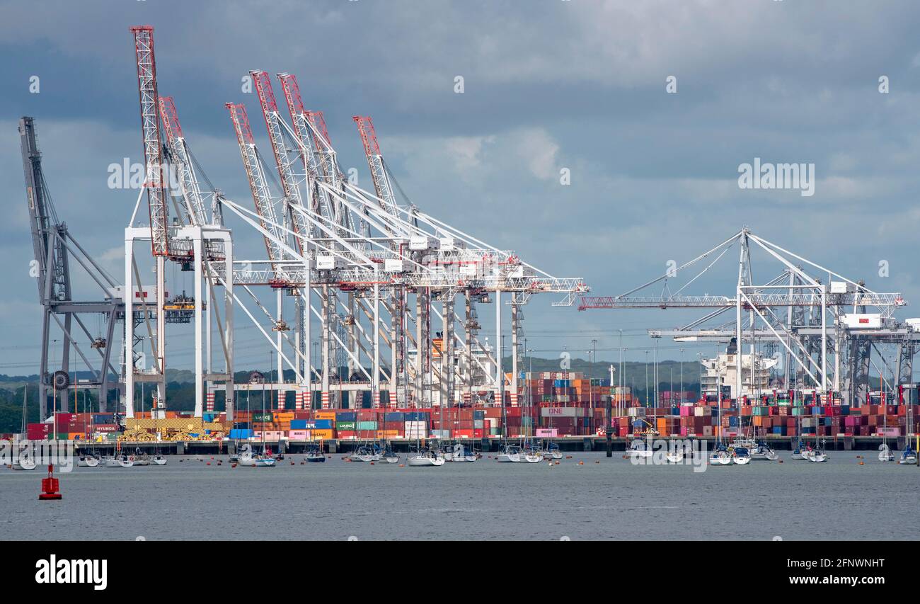 Southampton, England, UK. 2021. DP World container ship terminal in ...