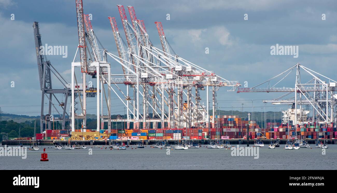 Southampton, England, UK. 2021. DP World container ship terminal in ...