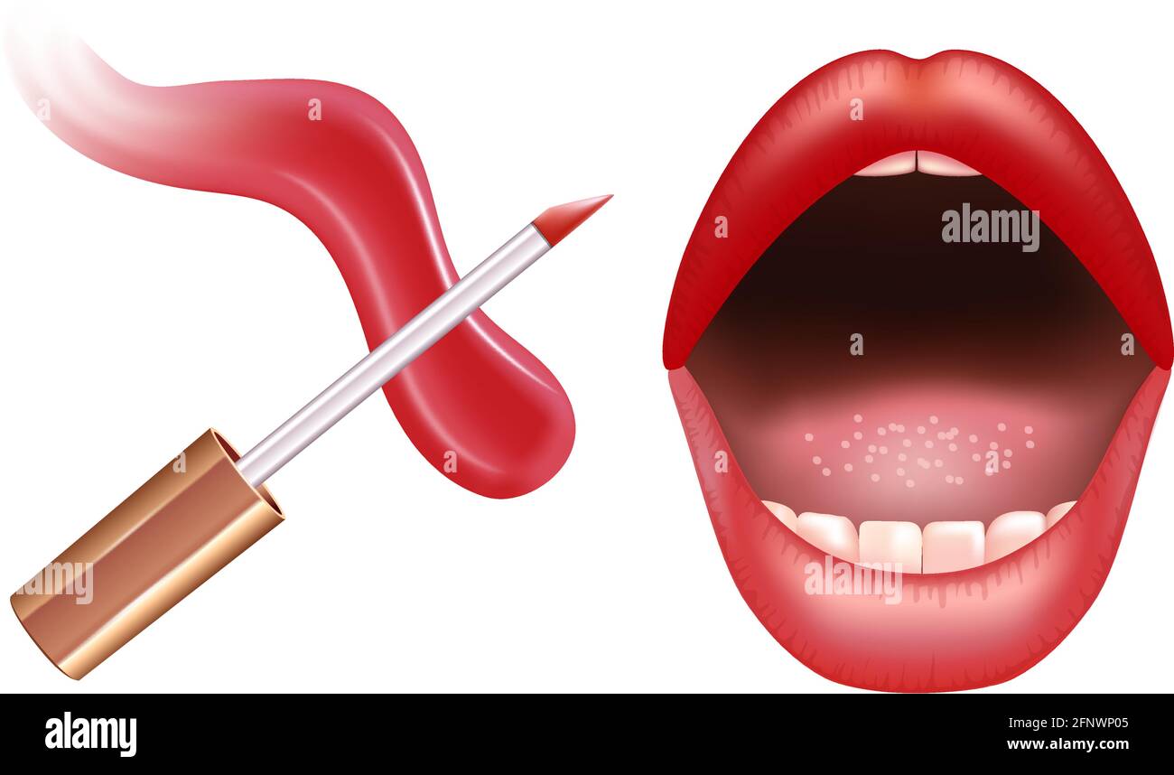 Make-up set for lips with realistic creme smear, realistic liquid ...