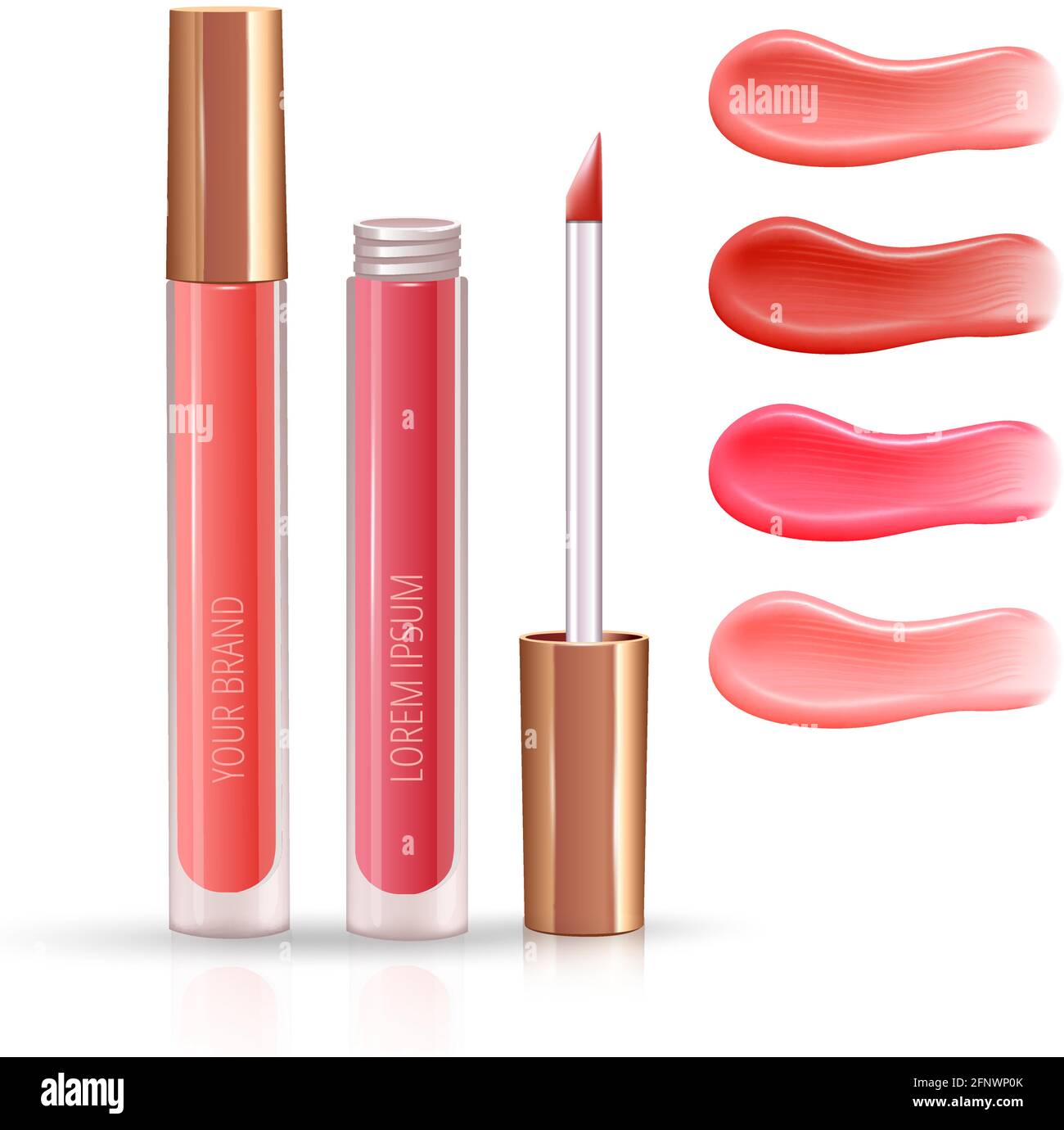 Make-up set for lips with realistic creme smears of different colors ...