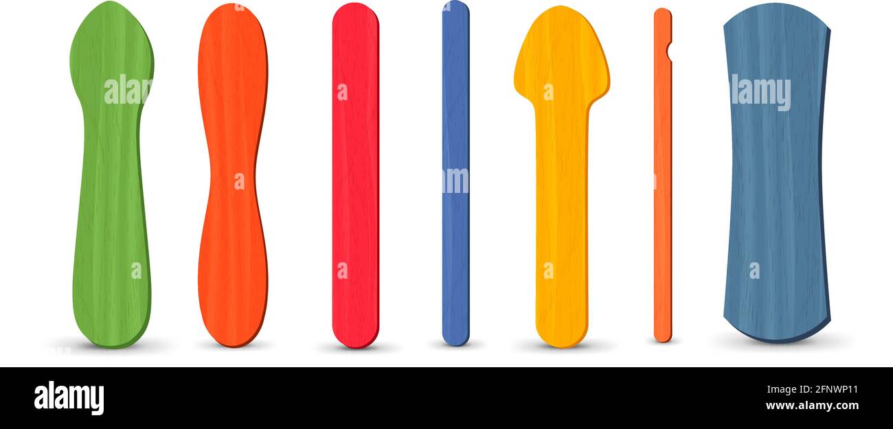 Set of realistic popsicle stircks. Ice lolly sticks, vector ...