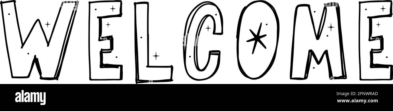 'welcome' hand lettering, vector text phrase black Stock Vector Image ...