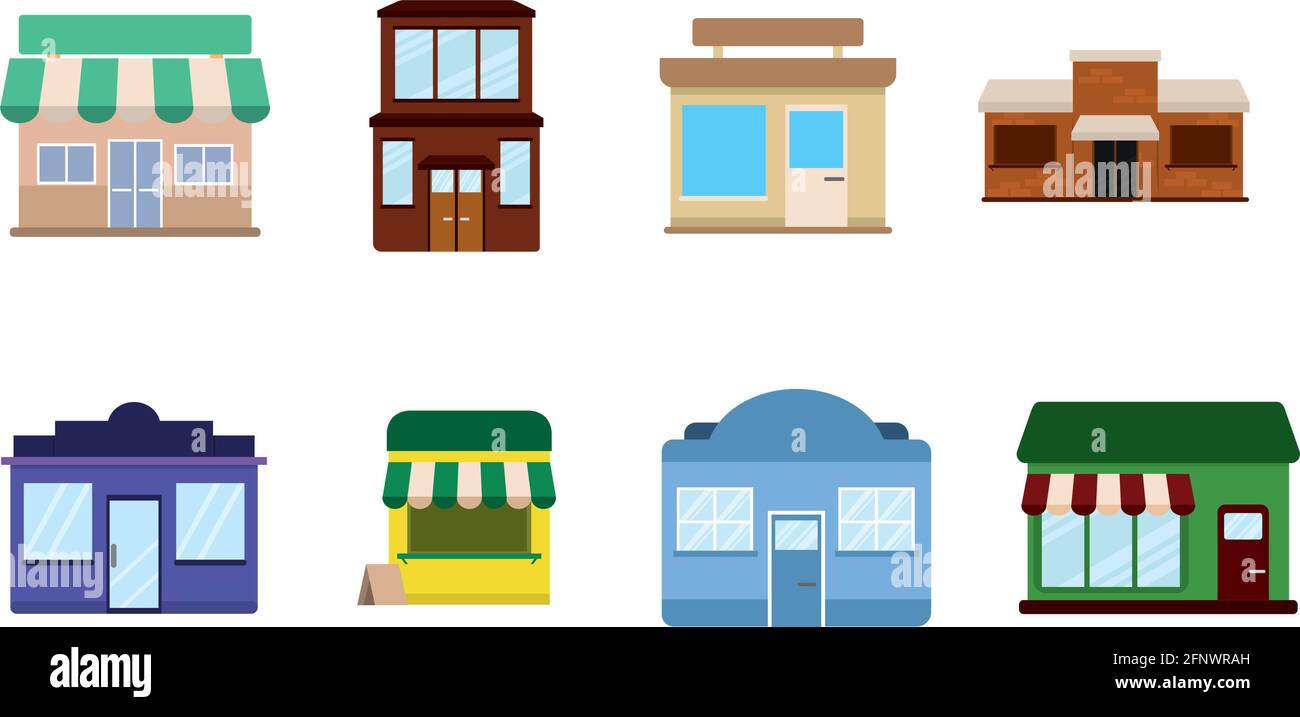 Set of shop buildings icons Store structure Vector Stock Vector Image ...