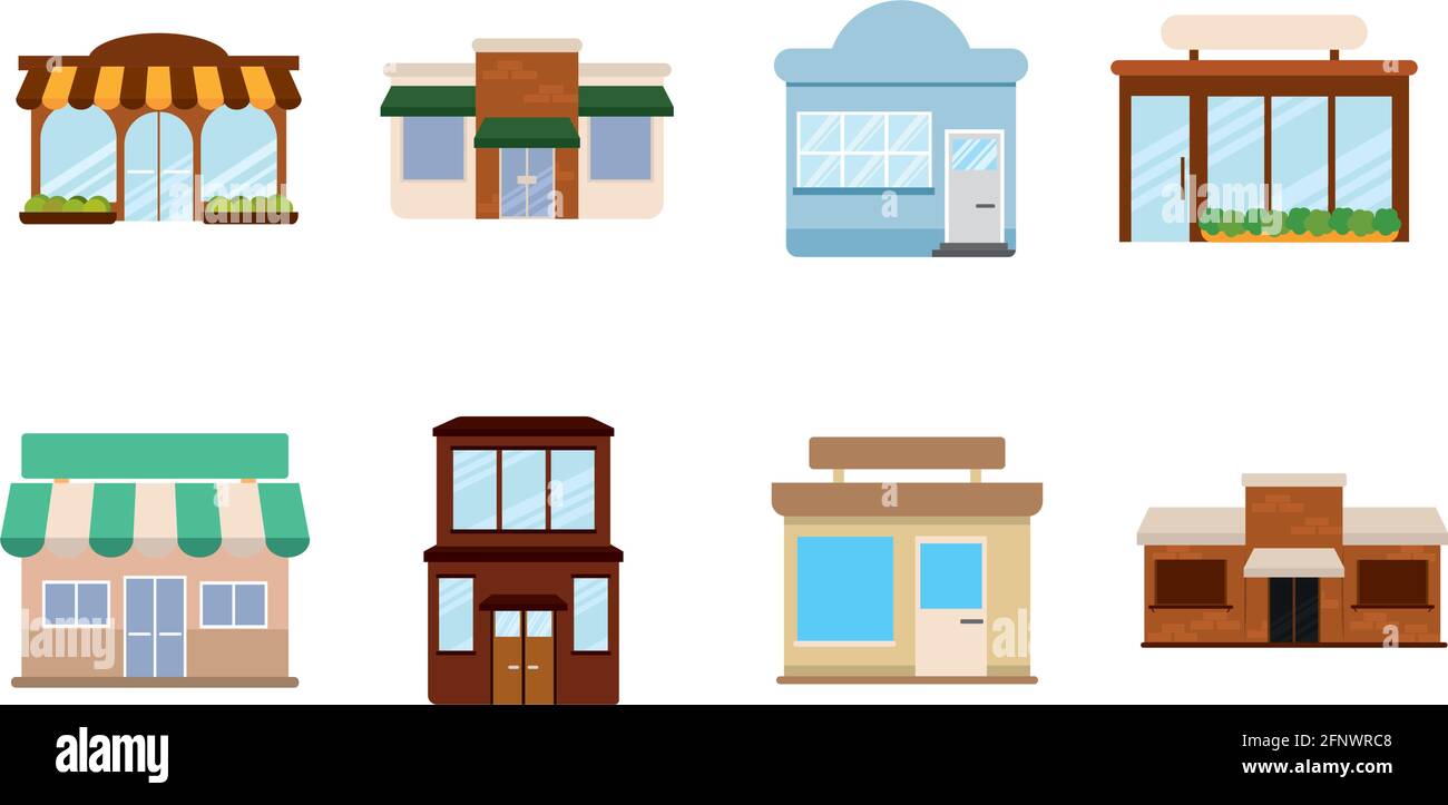 Set of shop buildings icons Store structure Vector Stock Vector Image ...