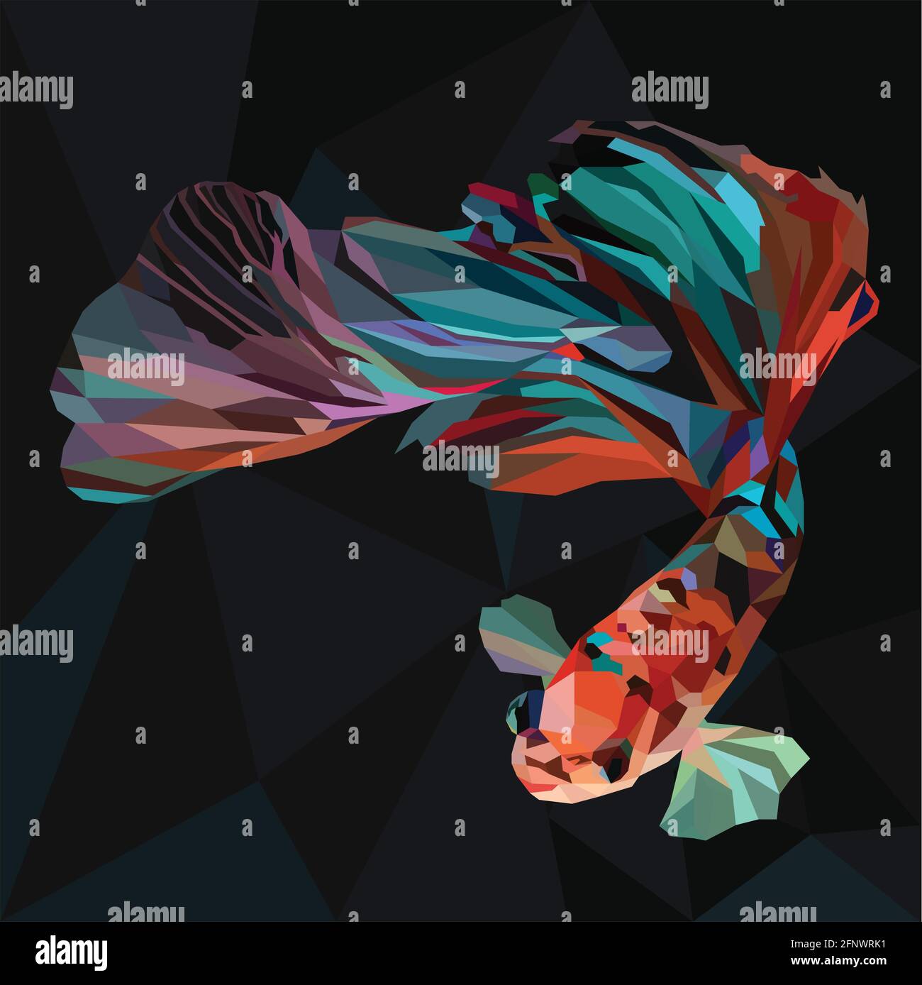 Low polygon vector illustration drawing of betta or simese fighting ...