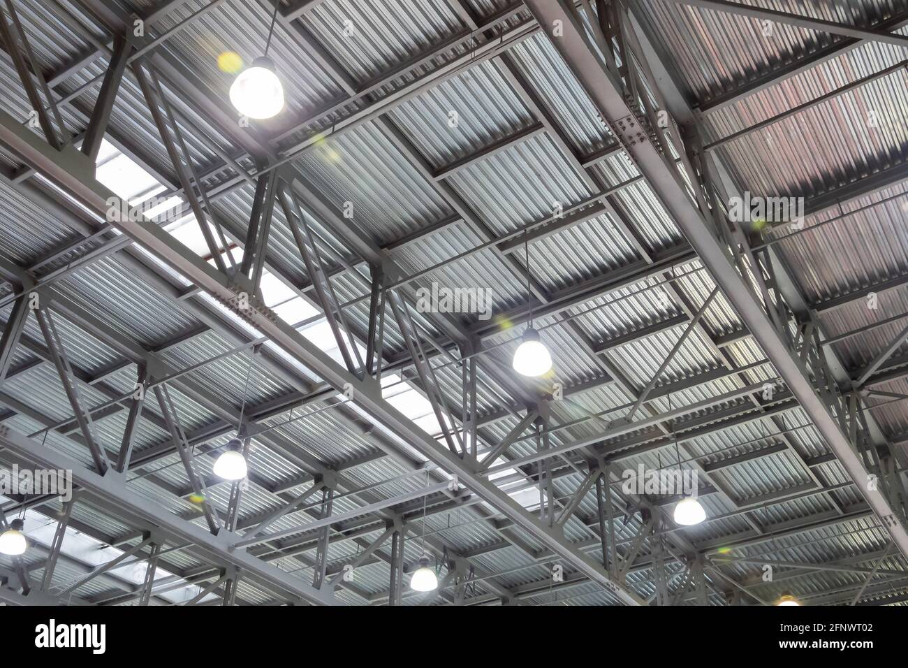 Pavilion ceiling with lights on, indoor view Stock Photo - Alamy
