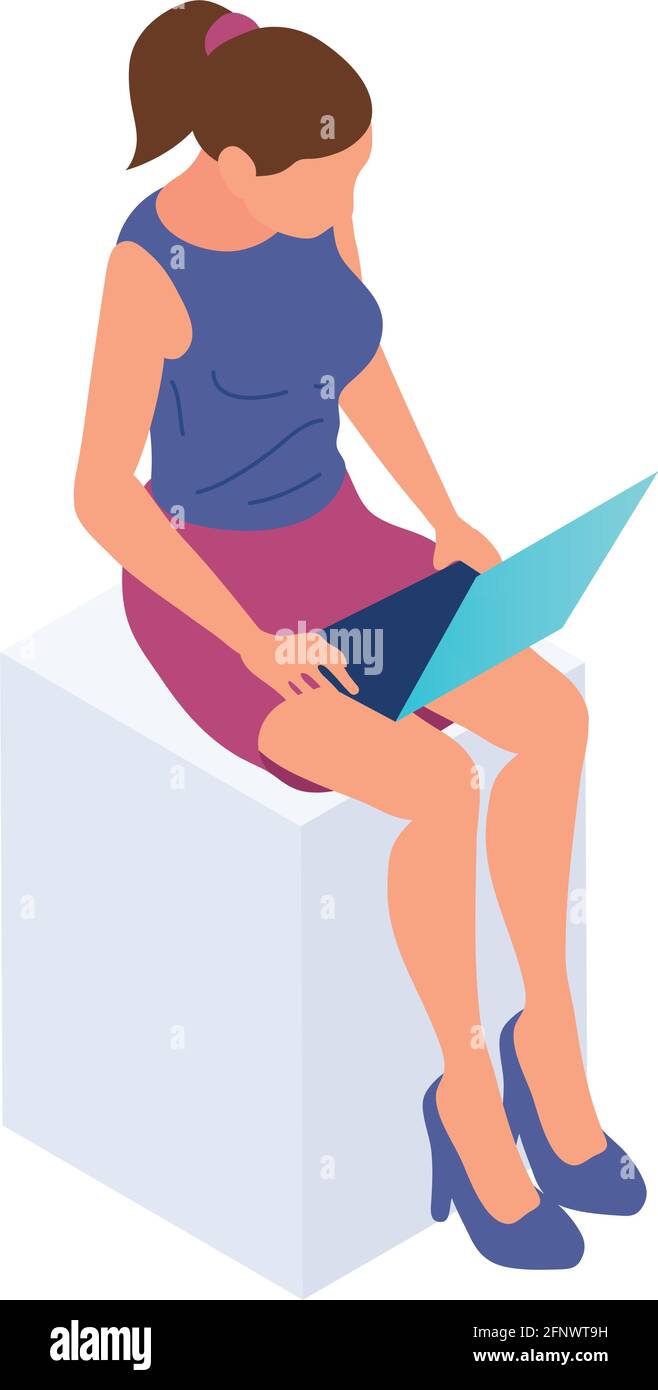 Employee working laptop isometric Cut Out Stock Images & Pictures - Alamy