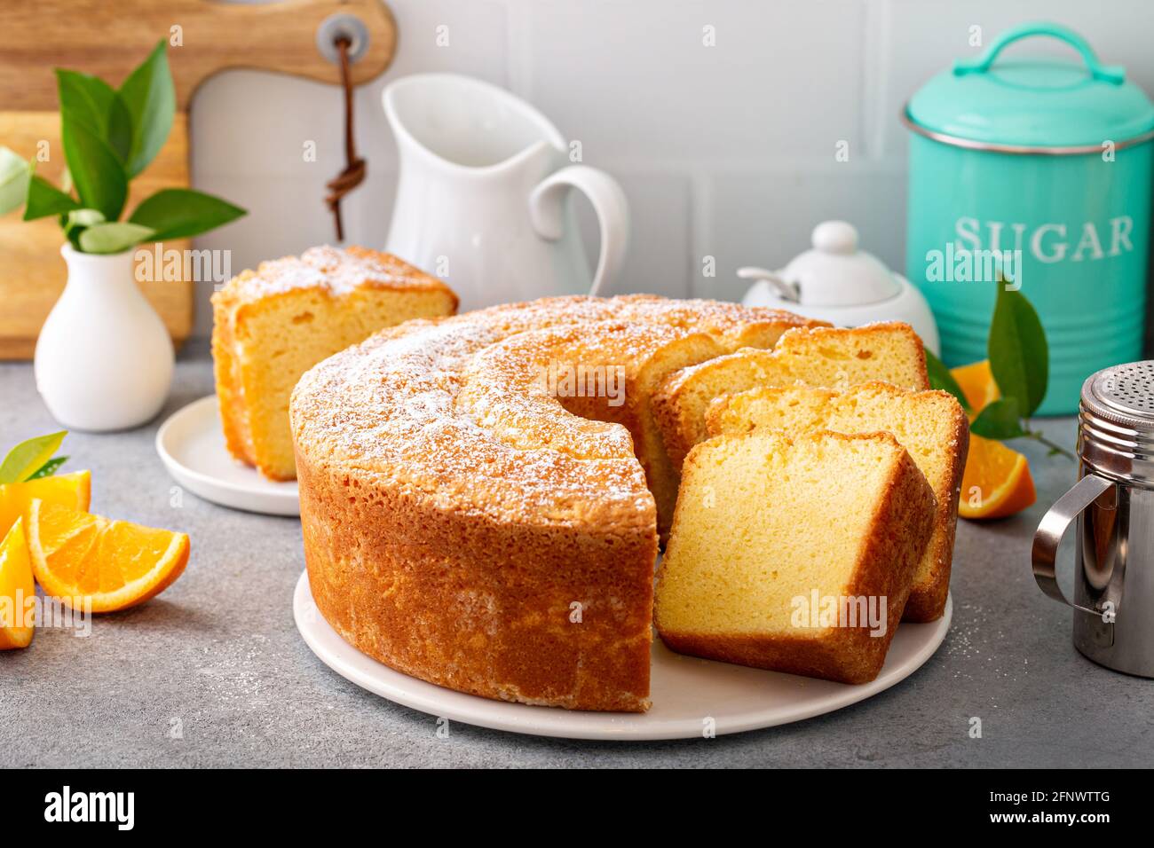 Traditional vanilla pound cake with orange extract, Bundt cake Stock ...