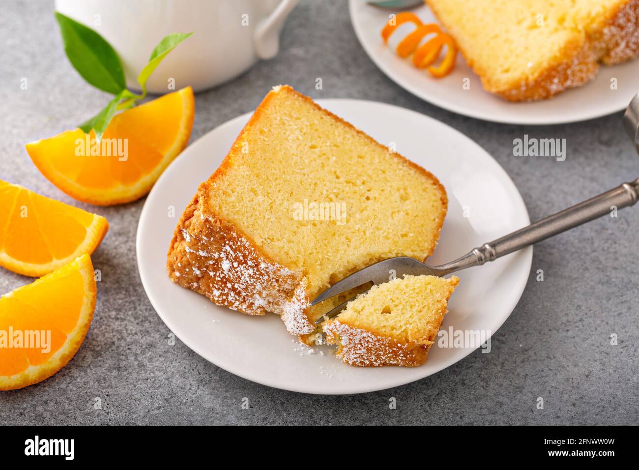 Traditional vanilla pound cake with orange extract, Bundt cake Stock ...