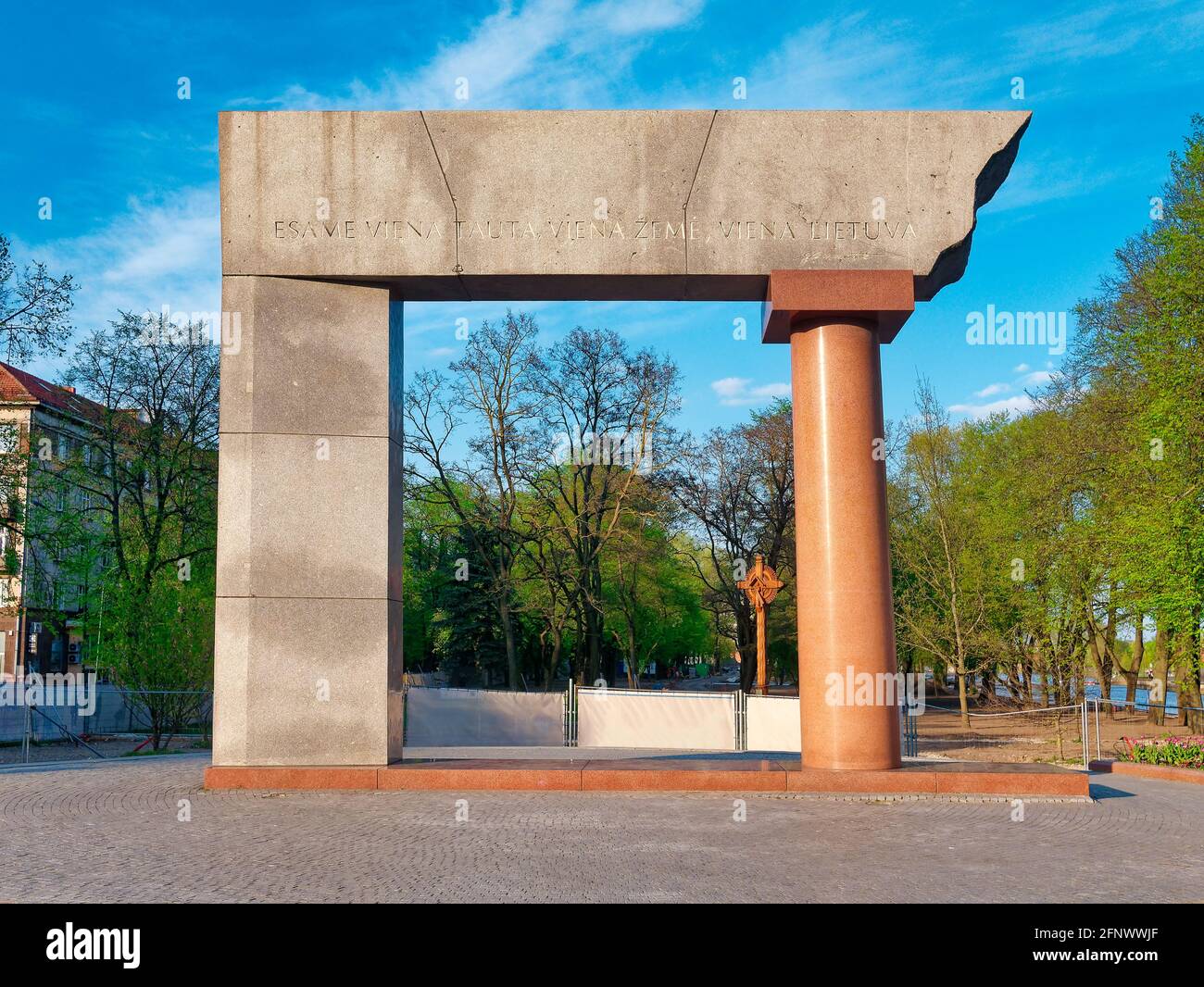 Lithuania, Klaipeda. Monument Arch in honor of the 80 anniversary of ...