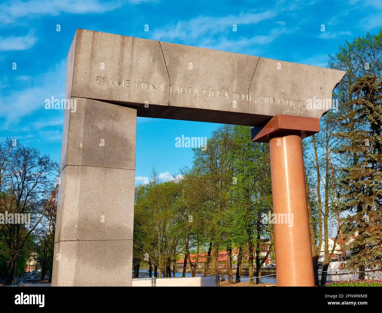 Lithuania, Klaipeda. Monument Arch in honor of the 80 anniversary of ...