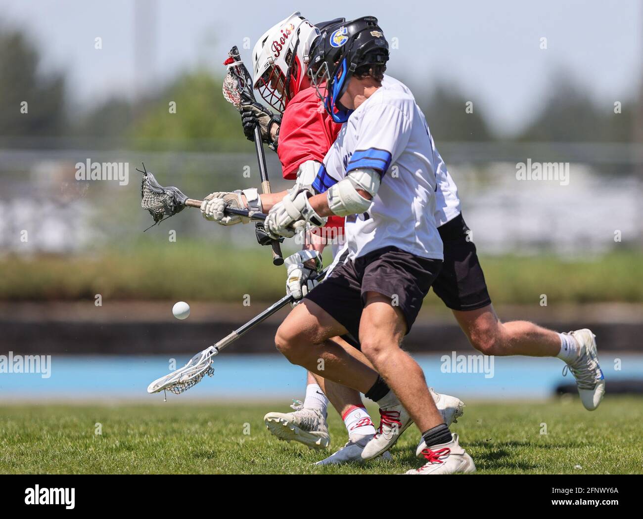 High School lacrosse action with Boise vs Coeur d'Alene High School in Coeur d'Alene, Idaho ...
