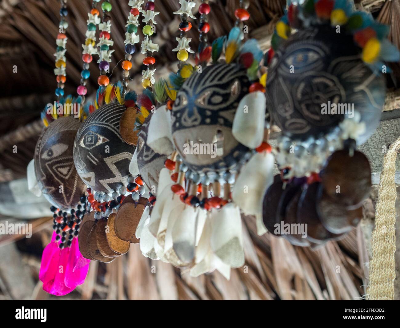 Iquitos, Peru - May 2016: Jungle souvenir. Mask made by hand from ...