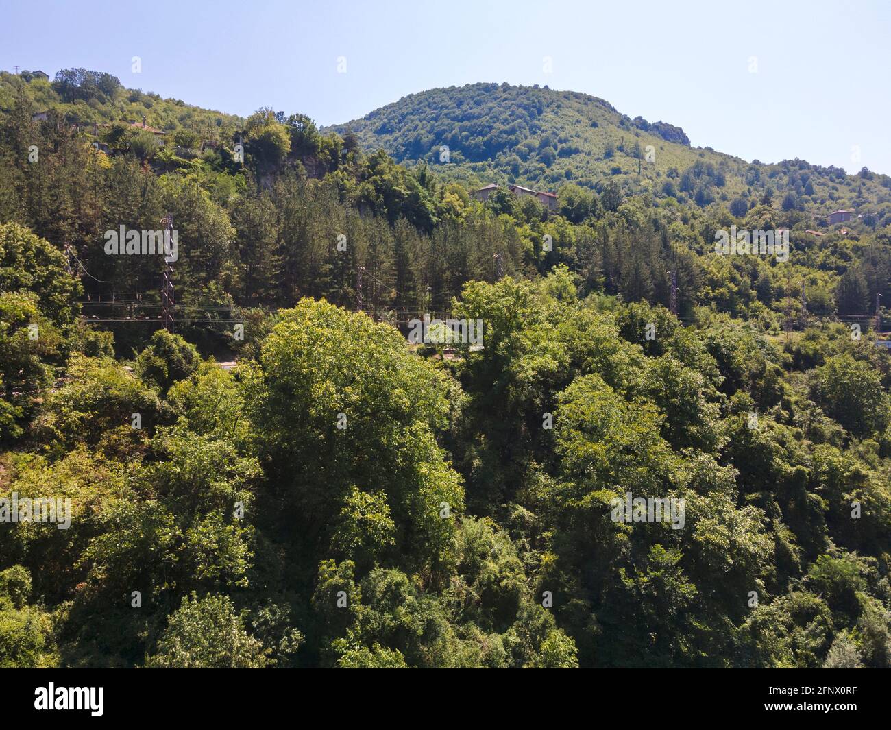 Aerial view of Iskar river Gorge, Balkan Mountains near village of ...