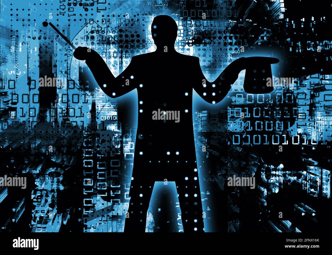 Computer specialist, programmer, Magician. Stylized Silhouette of a ...