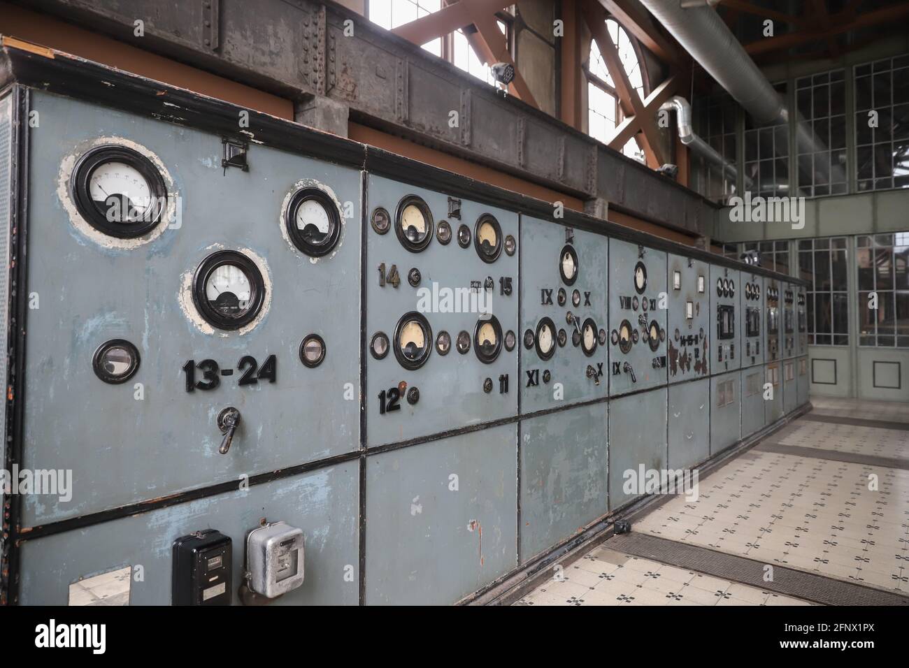 Control Panel of an old Power Plant Stock Photo - Alamy