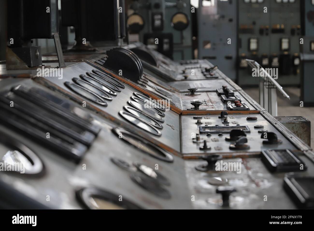 Control Panel of an old Power Plant Stock Photo - Alamy