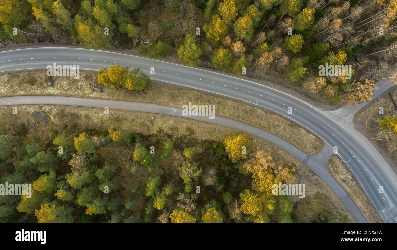 Highway, top view of beautiful aerial view of asphalt road Stock Photo ...