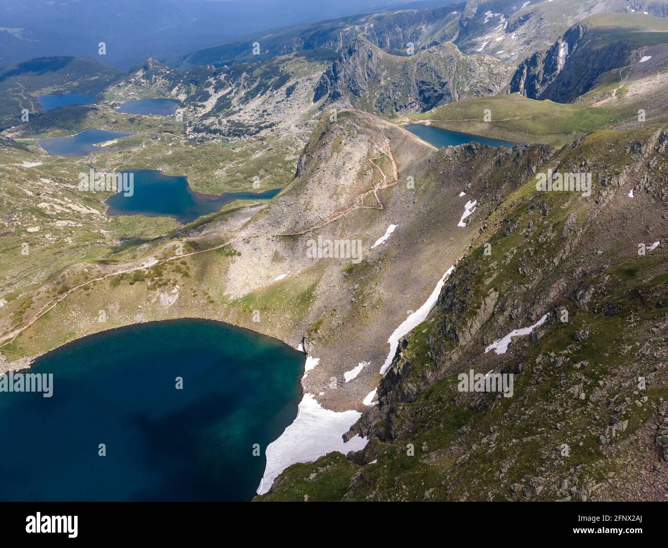 Amazing Aerial view of The Seven Rila Lakes, Rila Mountain, Bulgaria ...