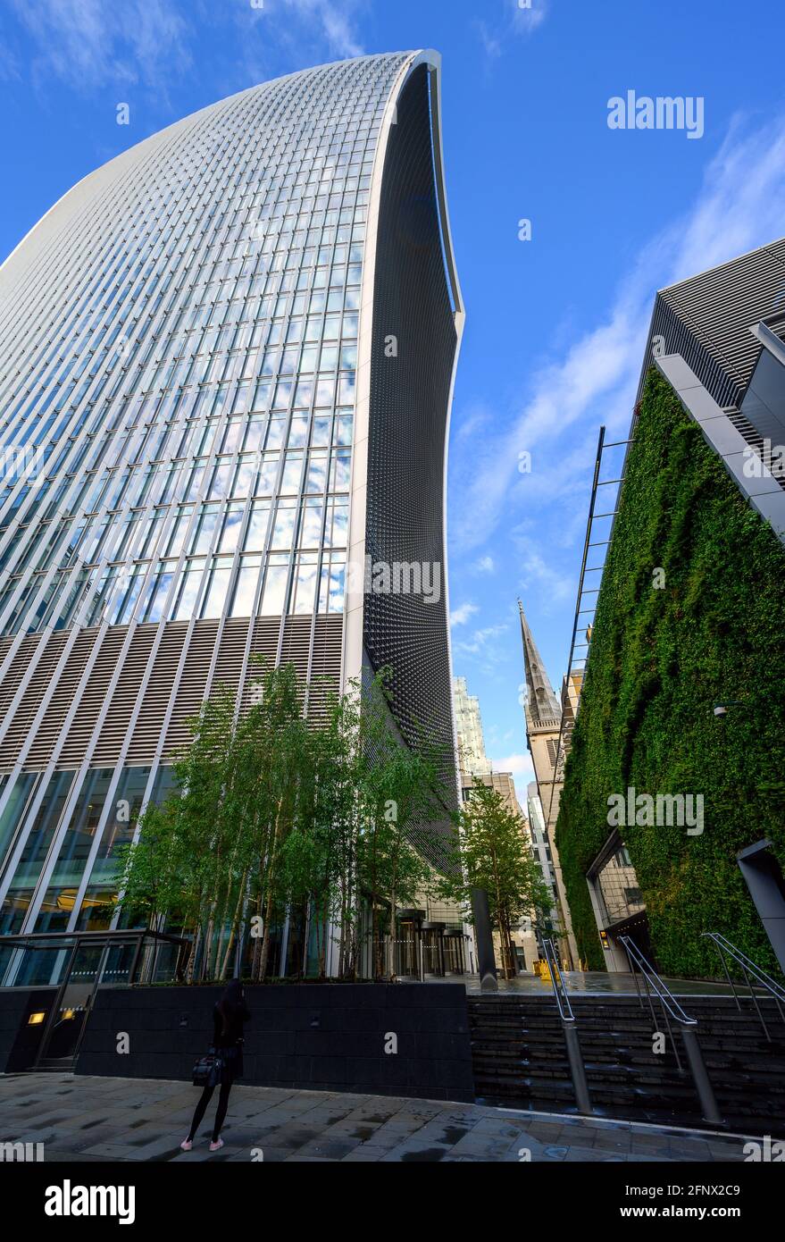 London, UK: Looking up at the Walkie Talkie building in the City of ...
