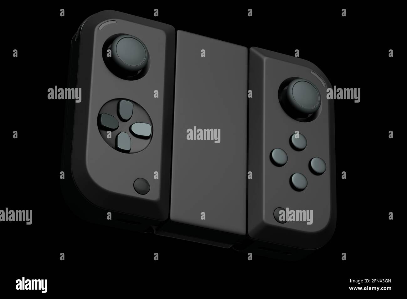 Portable video game controllers attached to touch screen on black ...