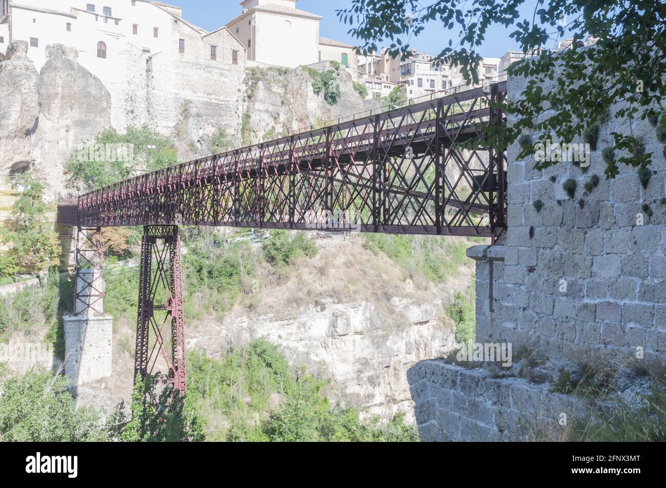 Saint Paul Bridge surrounded by buildings in Cuenca, Spain Stock Photo ...