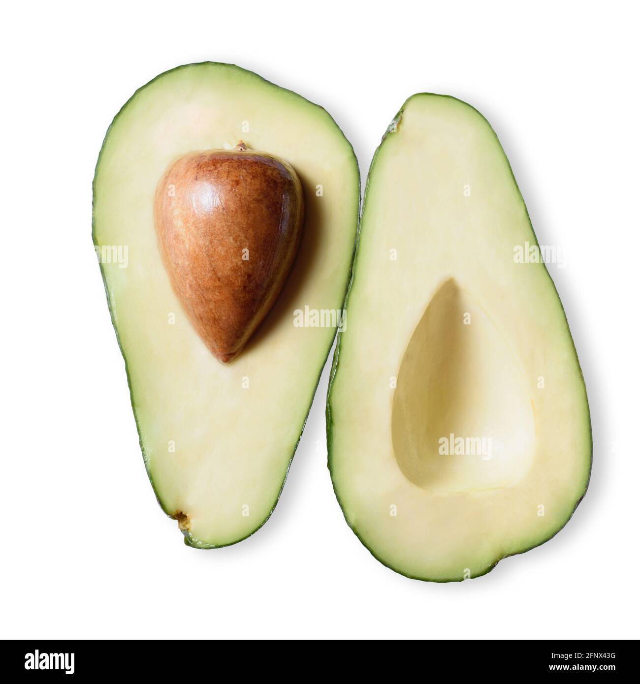 Two slices of avocado isolated on white background Clipping Path. One ...