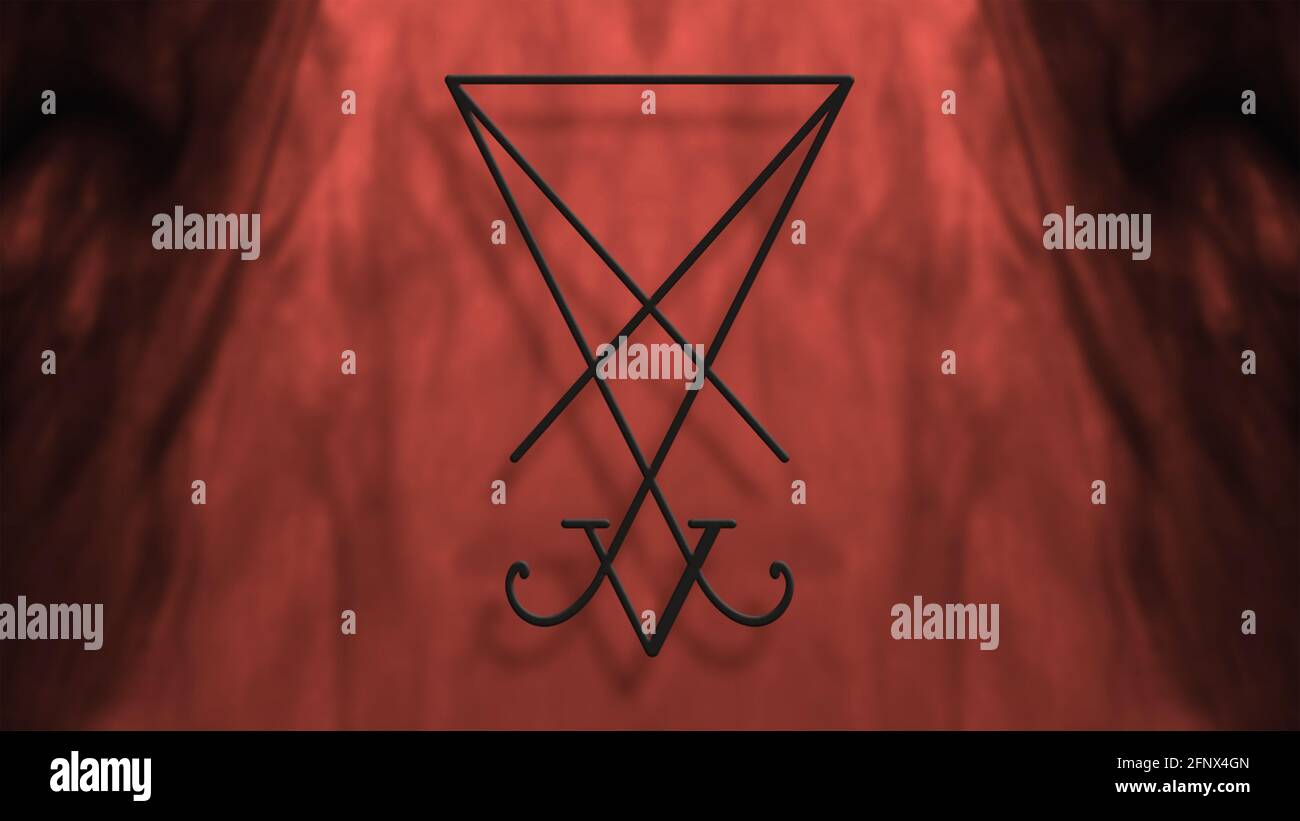 Sigil of Lucifer on a red background. Magic symbol. 3D rendering Stock ...