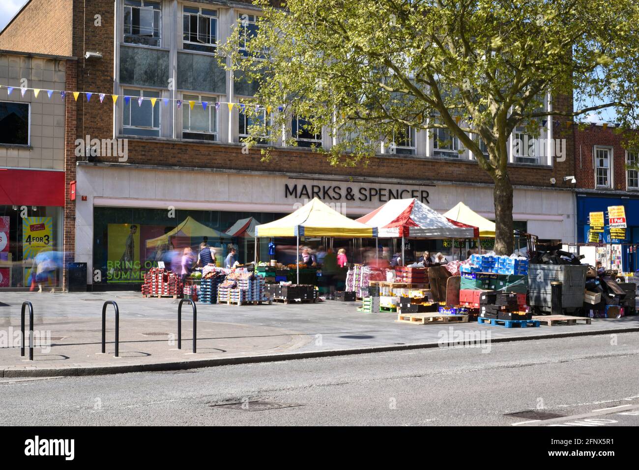St Albans-UK - 19 May 2021 - People shopping and walking on busy retail ...