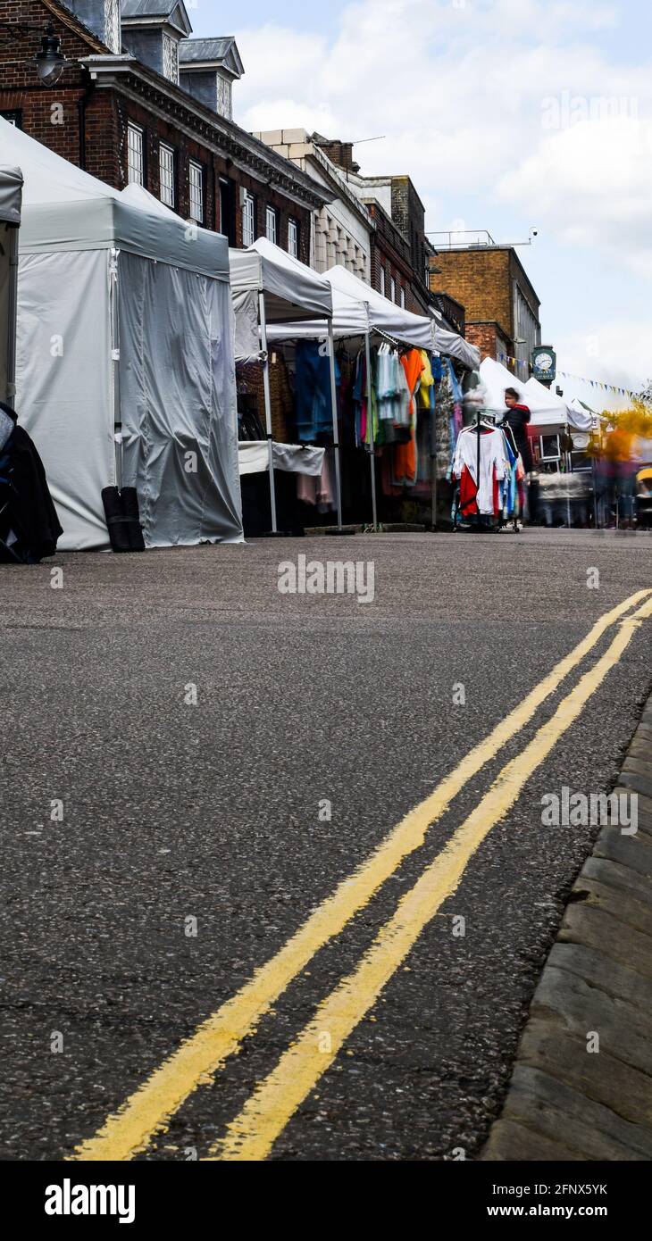 St Albans-UK - 19 May 2021 - People shopping and walking on busy retail ...