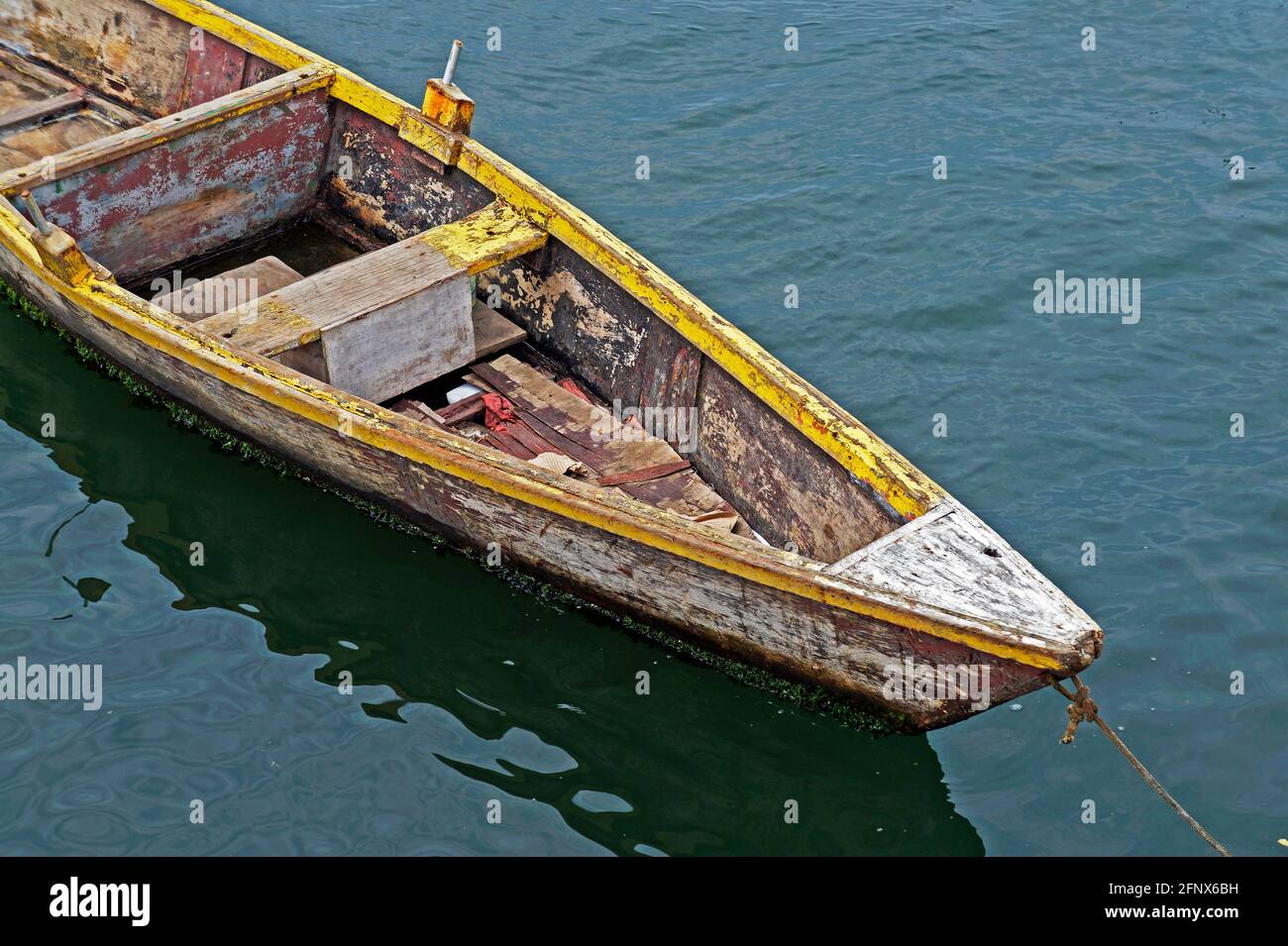Old boat on sea water Stock Photo - Alamy