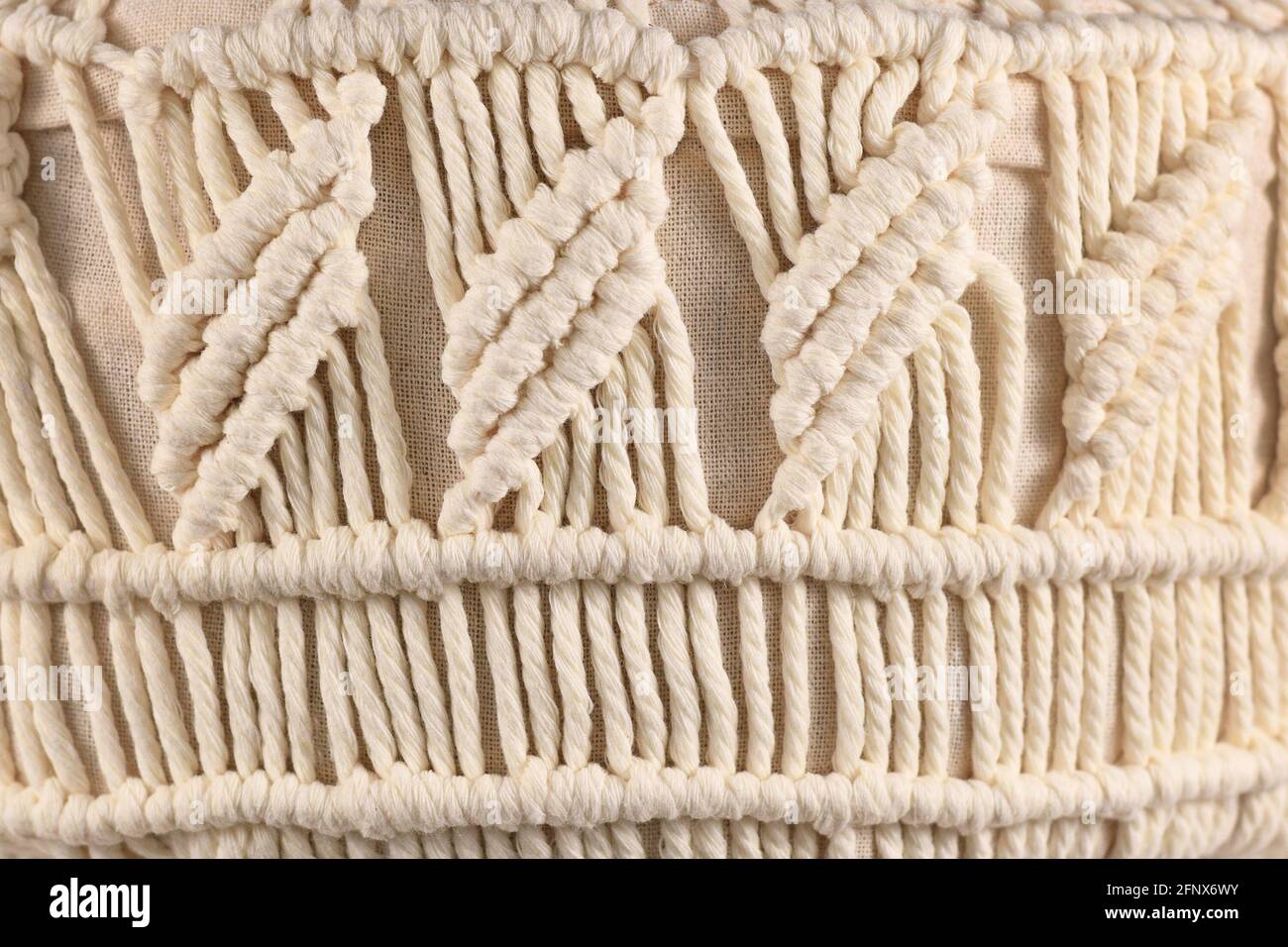 Macramé, a form of textile produced using knotting techniques Stock ...