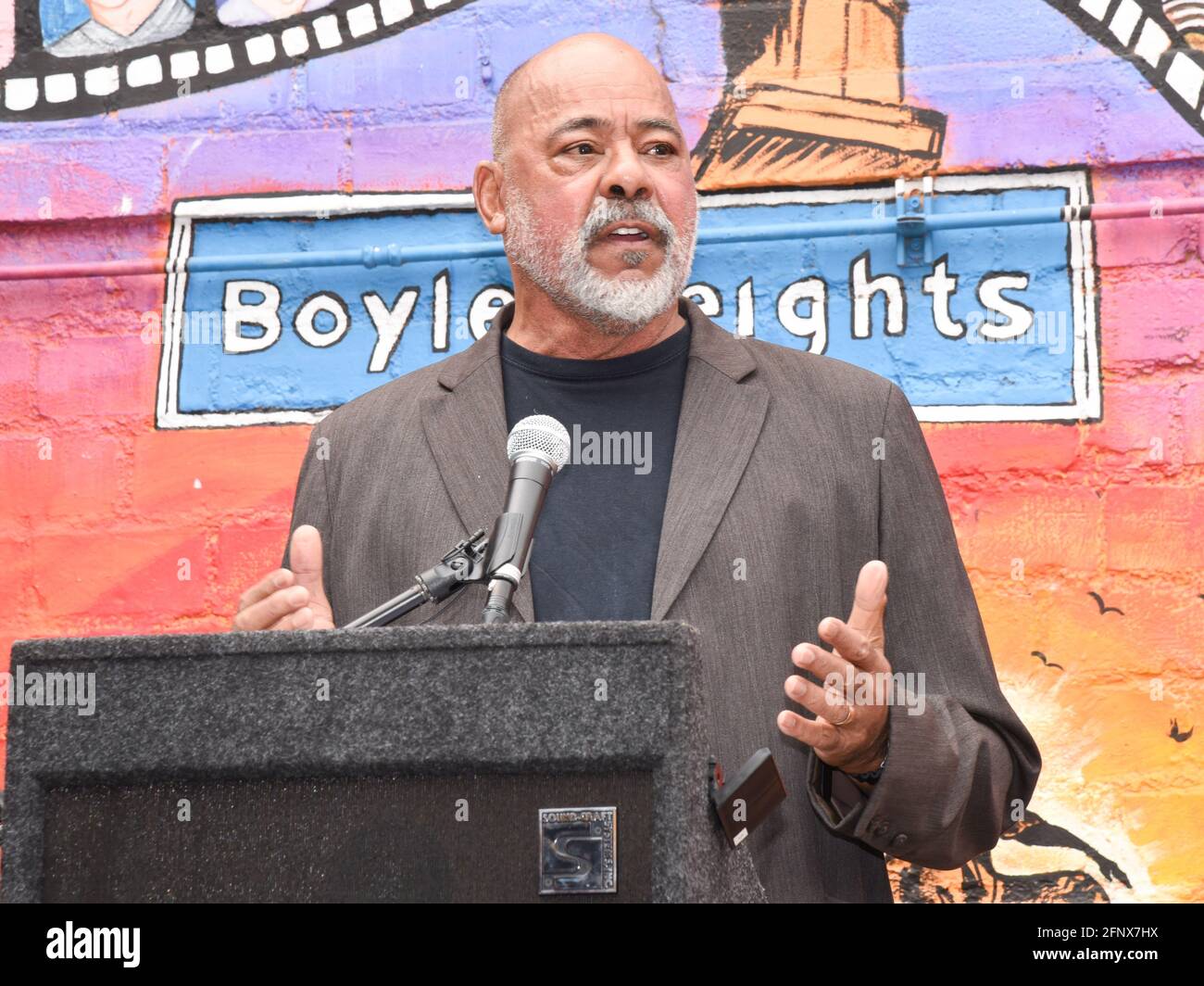 Boyle Heights, California, USA. 19th May, 2021. Ben Guillory speaks ...